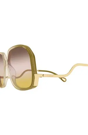 Chloé Ch0404s 60mm Polarized Gradient Geometric Sunglasses