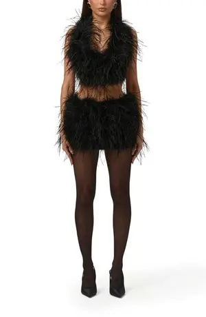 Naked Wardrobe Feather Miniskirt
