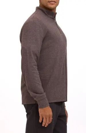 THREADS 4 THOUGHT Kace Herringbone Brushed Jacquard Quarter Zip Pullover - Cocoa
