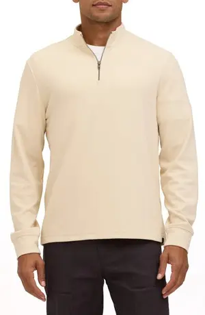 THREADS 4 THOUGHT Kace Herringbone Brushed Jacquard Quarter Zip Pullover - Tapioca