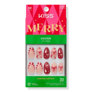 Kiss Core Design Medium Almond Press On Nails, Twinkle All The Way
