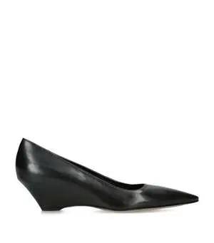 THE ROW Liisa Leather Wedge Pumps 45 - Black