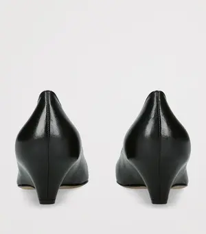 THE ROW Liisa Leather Wedge Pumps 45