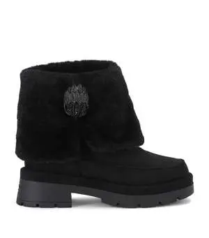 Kurt Geiger Suede And Faux Fur Blighty Cozy Ankle Boots - Black