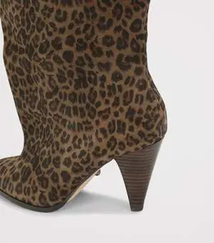 Kurt Geiger Suede Leopard Print Lambeth Knee-high Boots