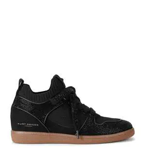 Kurt Geiger Knitted Crystal-embellished Poplar Sneakers - Black