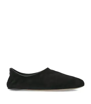THE ROW Stellene Suede Slippers - Black