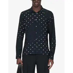 ALLSAINTS Fade Polka-dot Long-sleeve Cotton Shirt - Navy Blue