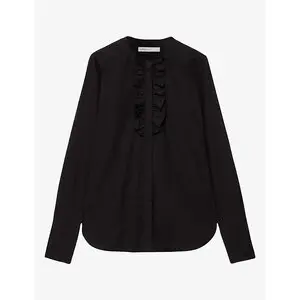 ALLSAINTS Amara Ruffle-trim Cotton-blend Shirt - Black
