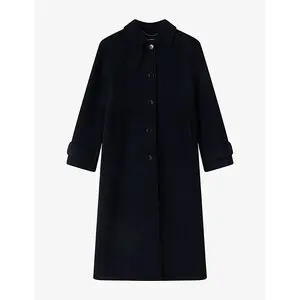 Whistles Collared Button-down Wool And Cashmere Car Coat - Navy