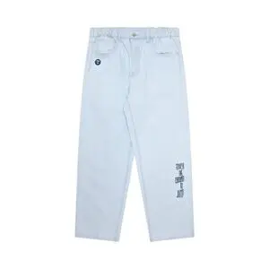 AAPE Moonface Embroidered Denim Pants /white