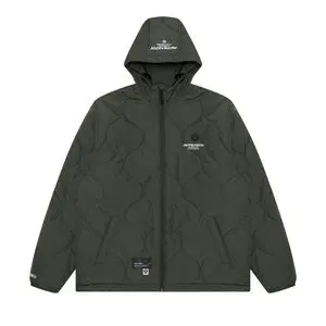 AAPE Moonface Patch Hooded Quilted Jacket 'khaki/grey - Tan