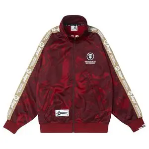 AAPE Moonface Embroidered Track Jacket 'burgundy/multi - Red
