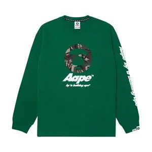 AAPE Moonface Camo Long-sleeve Tee - Green