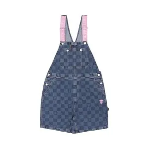 AAPE Moonface Check Suspender Shorts 'navy/light - Blue