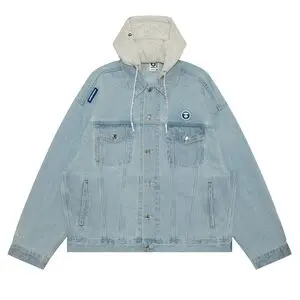 AAPE Moonface Logo Hooded Denim Jacket /light - Blue