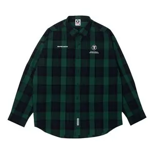 AAPE Moonface Check Shirt 'navy/green - Blue