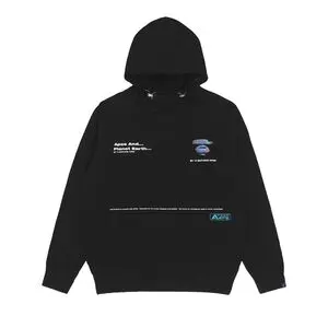 AAPE Moonface Patch Drawstring Sleeve Hoodie - Black