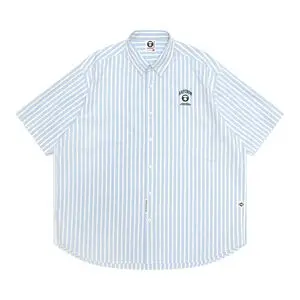 AAPE Now Moonface Logo Stripe Short Sleeve Shirt /yellow - Blue