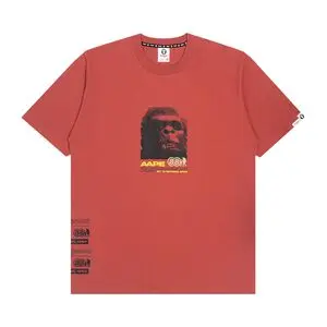 AAPE Moonface Graphic Printed Tee /brown - Red