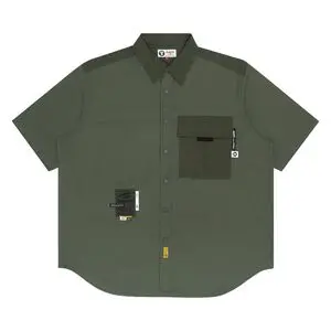 AAPE Moonface Colour Blocked Shirt 'khaki/dark - Tan