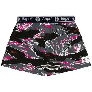 AAPE Moonface Logo Camo Print Boxer Shorts /pink - Grey