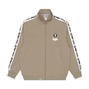 AAPE Moonface Patch Zip-up Track Jacket 'beige/red - Tan