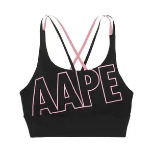 AAPE Moonface Logo Printed Sports Bra - Black