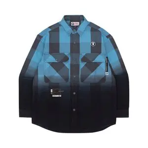 AAPE Moonface Gradient Plaid Shirt /light - Blue