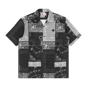 AAPE Moonface Bandana Print Short-sleeve Shirt /white - Black