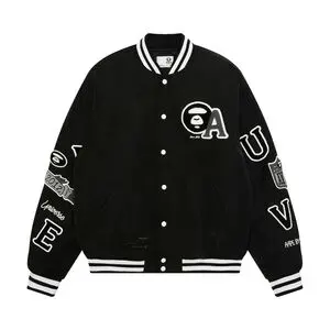 AAPE Moonface Varsity Jacket - Black