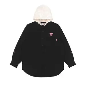 AAPE Moonface Embroidered Hooded Shirt /light - Black