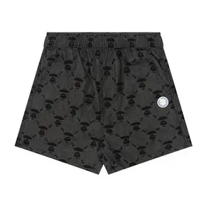 AAPE Moonface Patterned Denim Shorts /light - Black