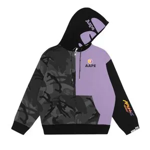 AAPE Colour Block Logo Zip Hoodie /multi - Black