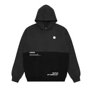AAPE Moonface Patch Panelled Hoodie - Black