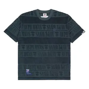 AAPE Moonface Embroidered Fleece Tee /blue - Grey