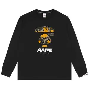 AAPE Moonface Camo Graphic Long-sleeve Tee - Black