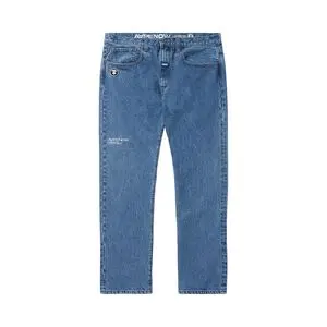 AAPE Moonface Patch Straight Jeans - Blue