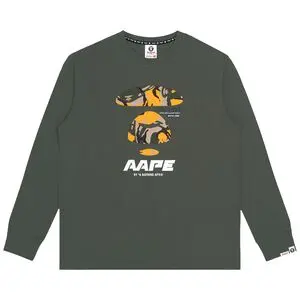 AAPE Moonface Camo Graphic Long-sleeve Tee 'khaki/grey - Tan