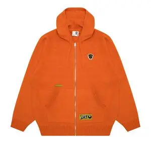 AAPE Moonface Logo Zip-up Knit Hoodie /heather - Orange