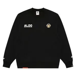 AAPE R Moonface Logo Crew Neck Sweatshirt - Black