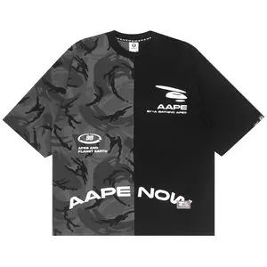 AAPE Moonface Camo Colour Blocked Tee - Black