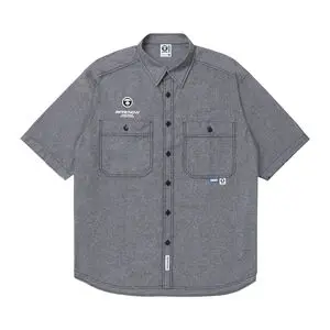 AAPE Moonface Embroidered Short-sleeve Shirt - Black