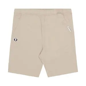 AAPE Moonface Embroidered Twill Shorts 'beige/grey - Tan