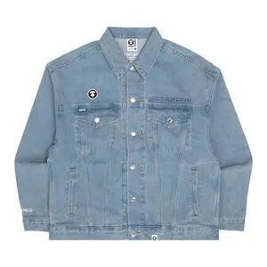 AAPE Moonface Embroidered Denim Jacket /light - Blue