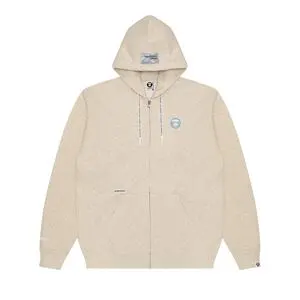 AAPE Moonface Patch Zip-up Hoodie 'beige/heather - Tan