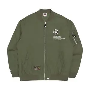 AAPE Moonface Zipped Bomber Jacket 'khaki/dark - Tan