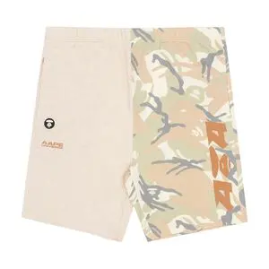 AAPE Moonface Colour Blocked Sweat Shorts 'beige/heather - Tan