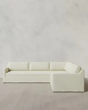 Quince Ellery Slipcover L Sectional In Performance Linen - Ivory