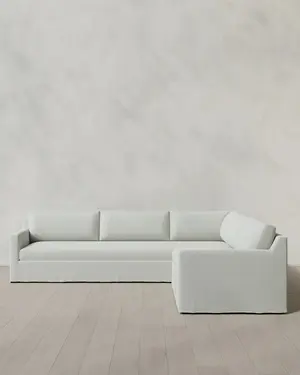 Quince Ellery Slipcover L Sectional In Performance Linen - Silver